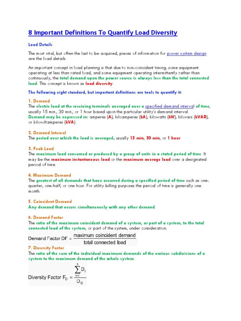 Load Diversity & Factors | PDF | Kilowatt Hour | Electric Power ...