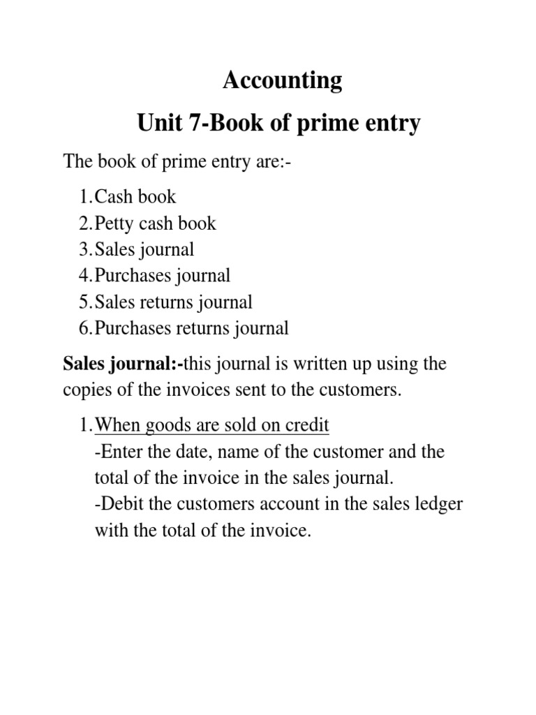 Unit 7-Book of Prime Entry: Accounting | PDF | Debits And Credits ...