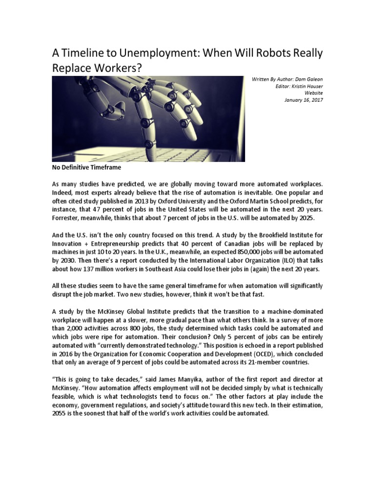 Timeline of Robot Job Replacement | PDF | Automation | Unemployment