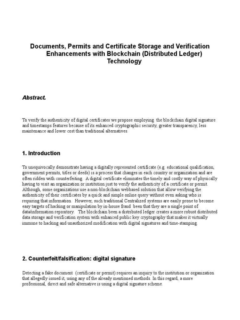 Verify Documents, Permits and Certificates with Blockchain | PDF ...