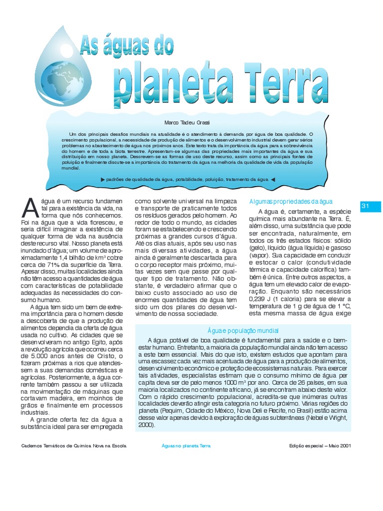 As Águas Do Planeta Terra - Aguas | PDF | Terra | Água