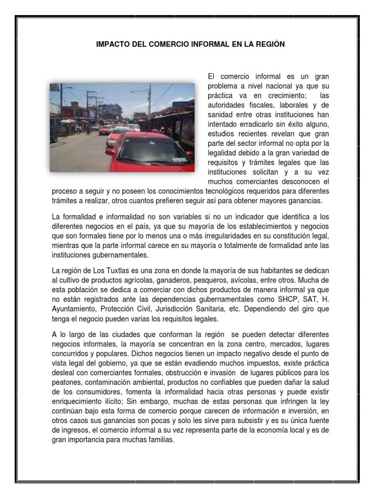 Impacto Del Comercio Informal en La Regi | PDF | Agricultura | Comercio Impacto Del Comercio Informal en La Regi | PDF | Agricultura | Comercio