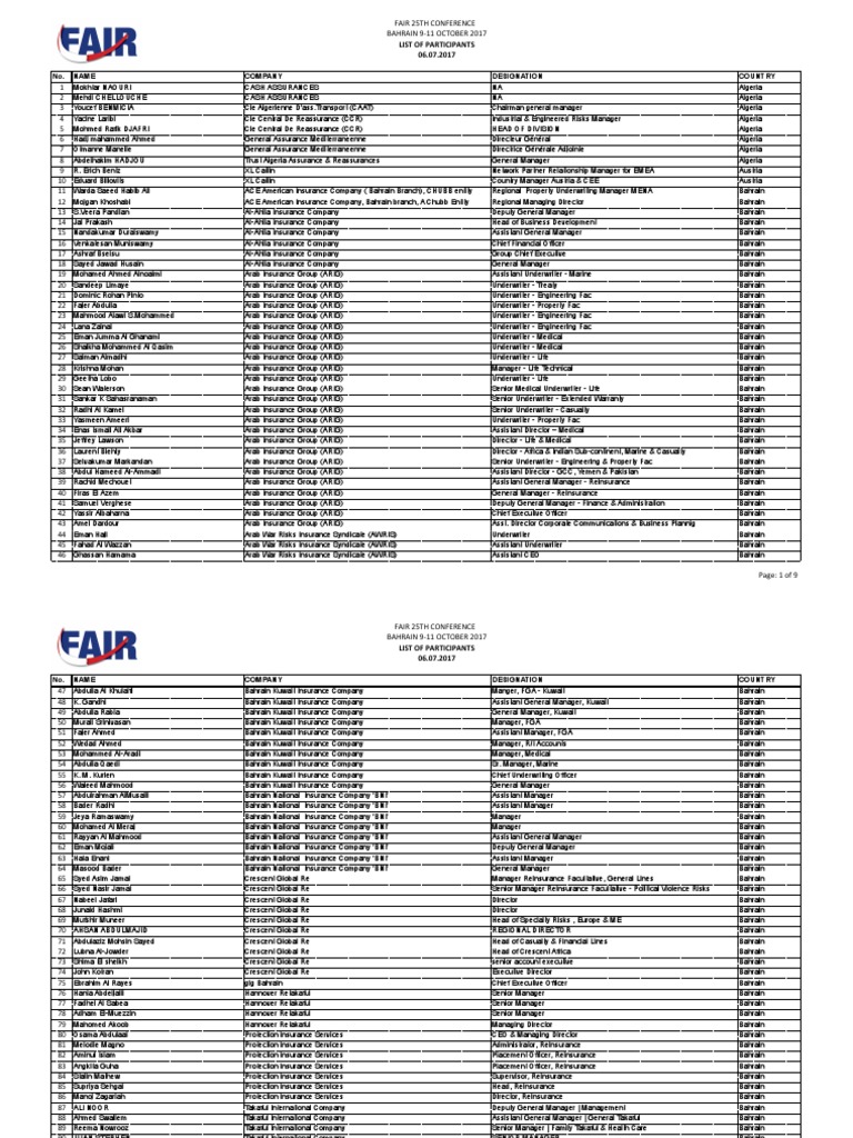 Participants List July | PDF