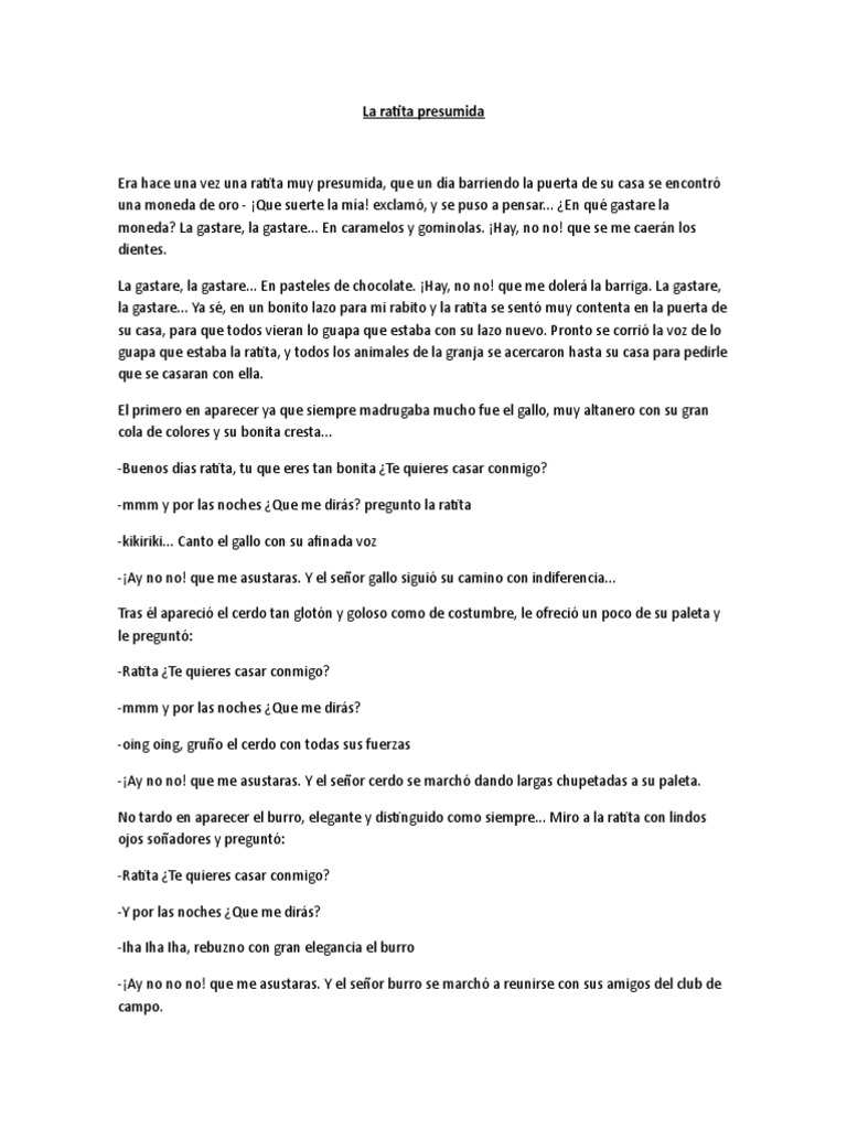 CUENTO La Ratita Presumida 1 | PDF | Ocio