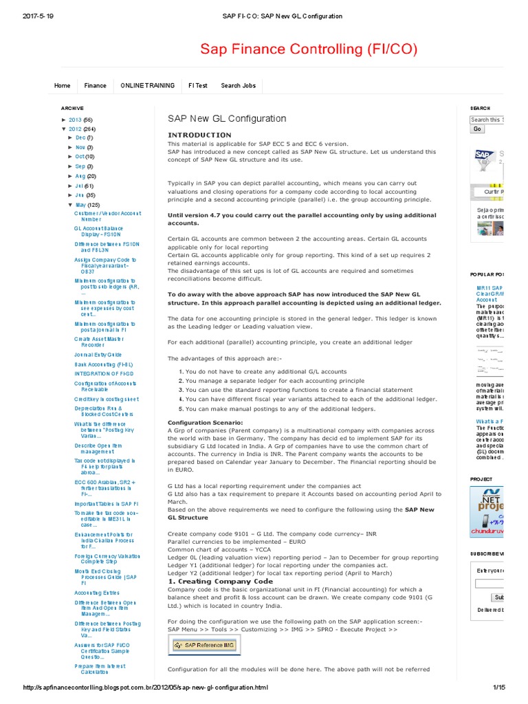 SAP FI-CO: Configuration for Parallel Accounting Using SAP New GL ...