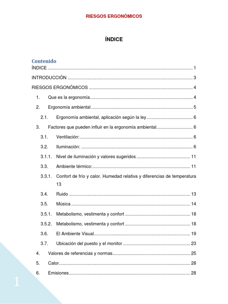 Riesgos Ergonómicos. Terminado | PDF | Factores humanos y ergonomía | Encendiendo