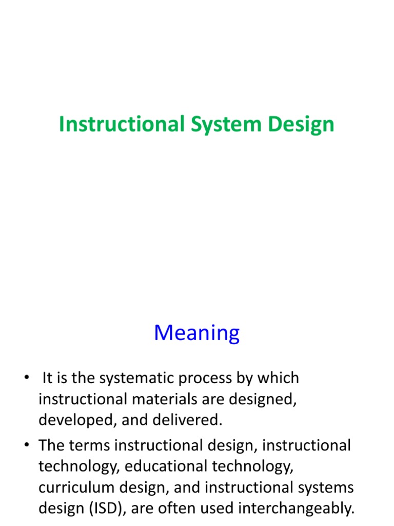 Instructional System Design | PDF | Instructional Design | Educational ...