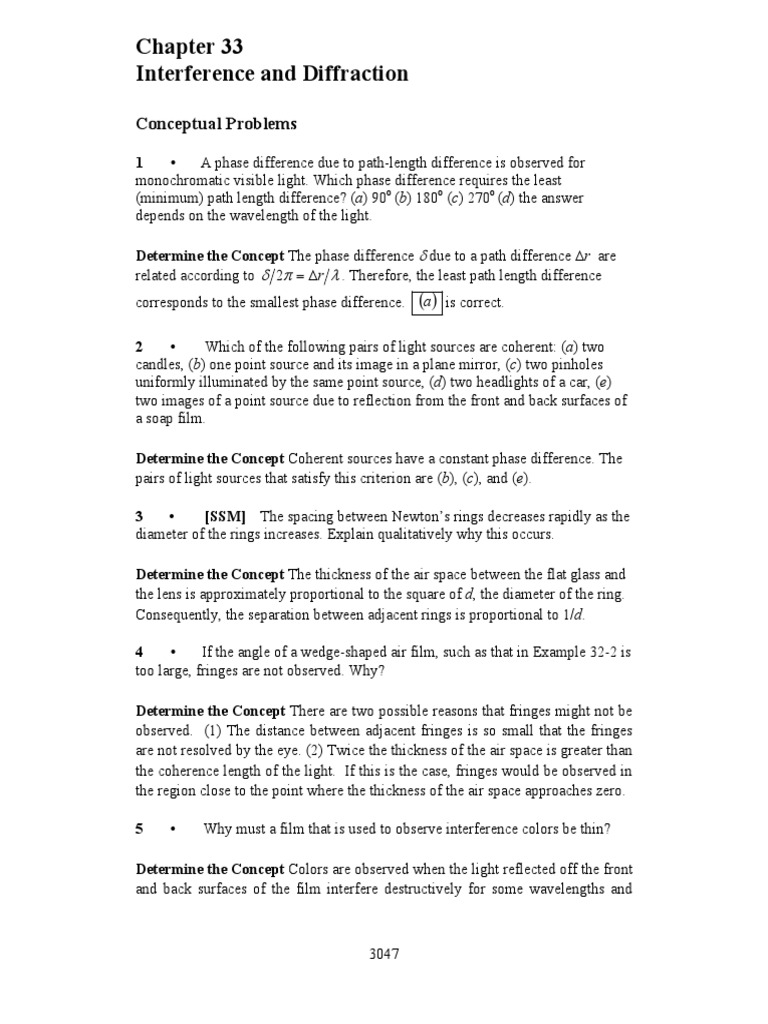 Chapter 33 Interference and Diffraction | PDF | Diffraction | Wavelength