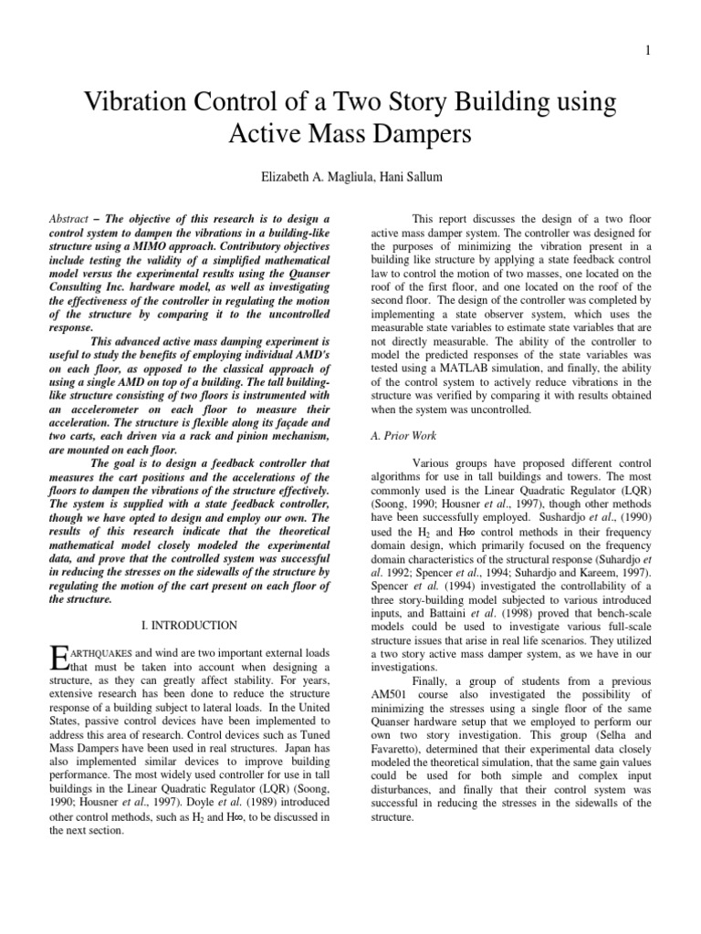 AM501 Controls Final Paper | PDF | Control Theory | Simulation