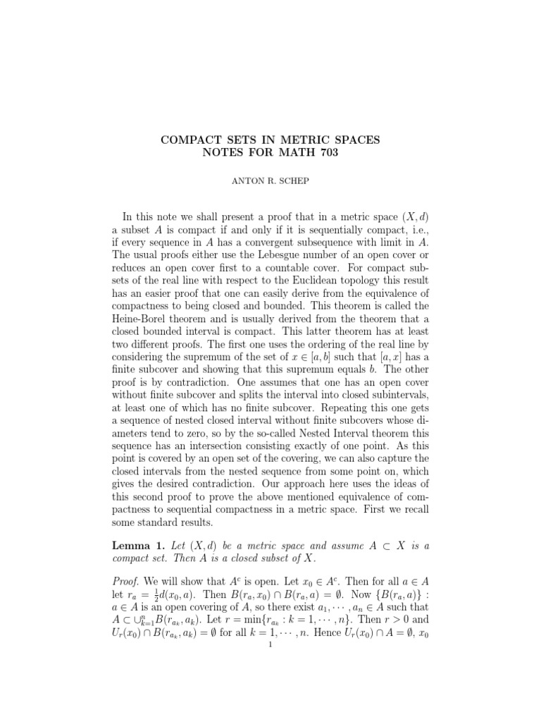 Compact Metric | PDF | Compact Space | Metric Space