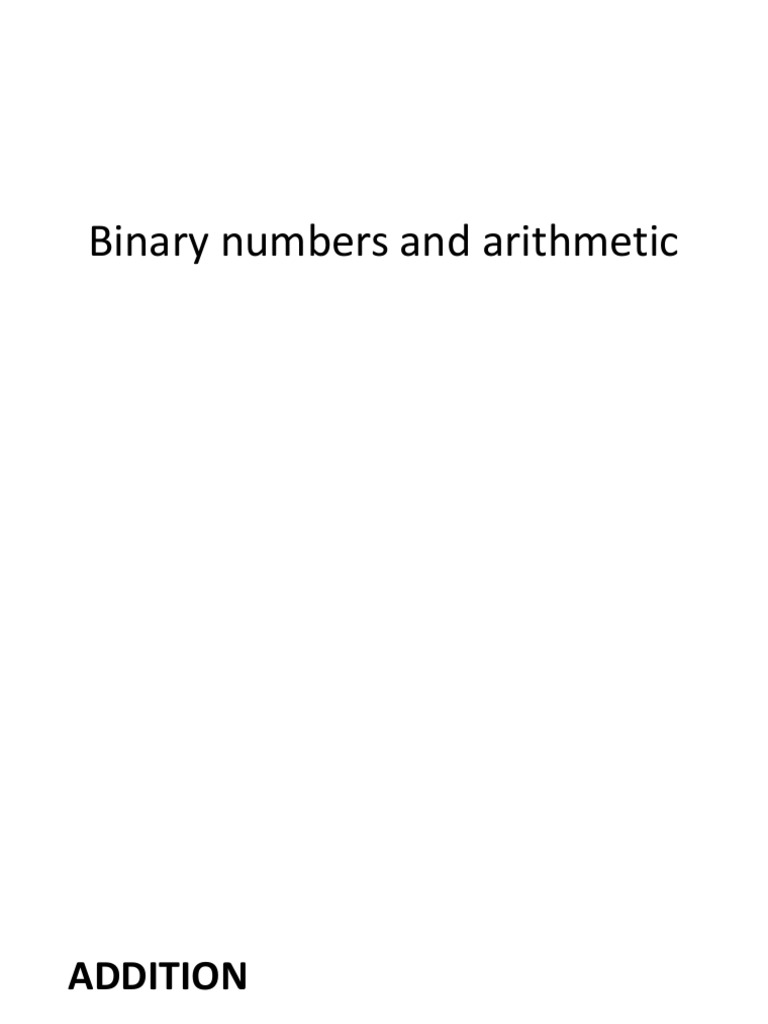 Binary Arithmetic Addition And Representation Of Signed Integers Pdf Integer Computer