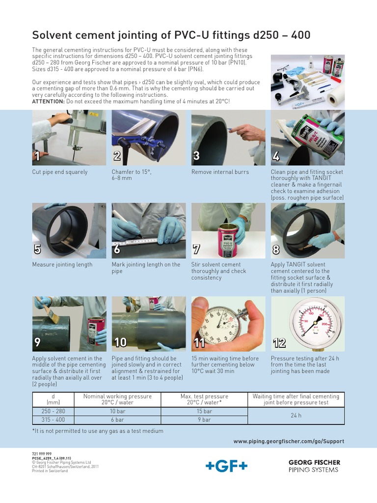 Solvent Cement Jointing of PVC-U Fittings d250 - 400 | PDF | Pipe ...