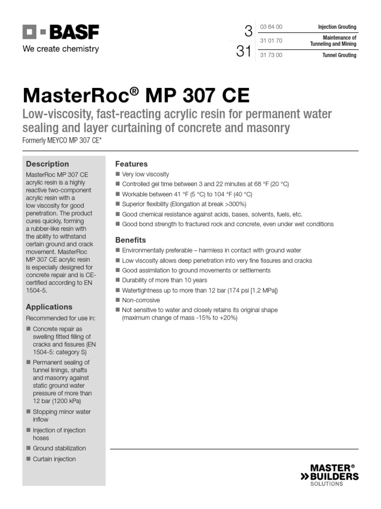 TDS MasterRoc MP 307 CE PDF | PDF