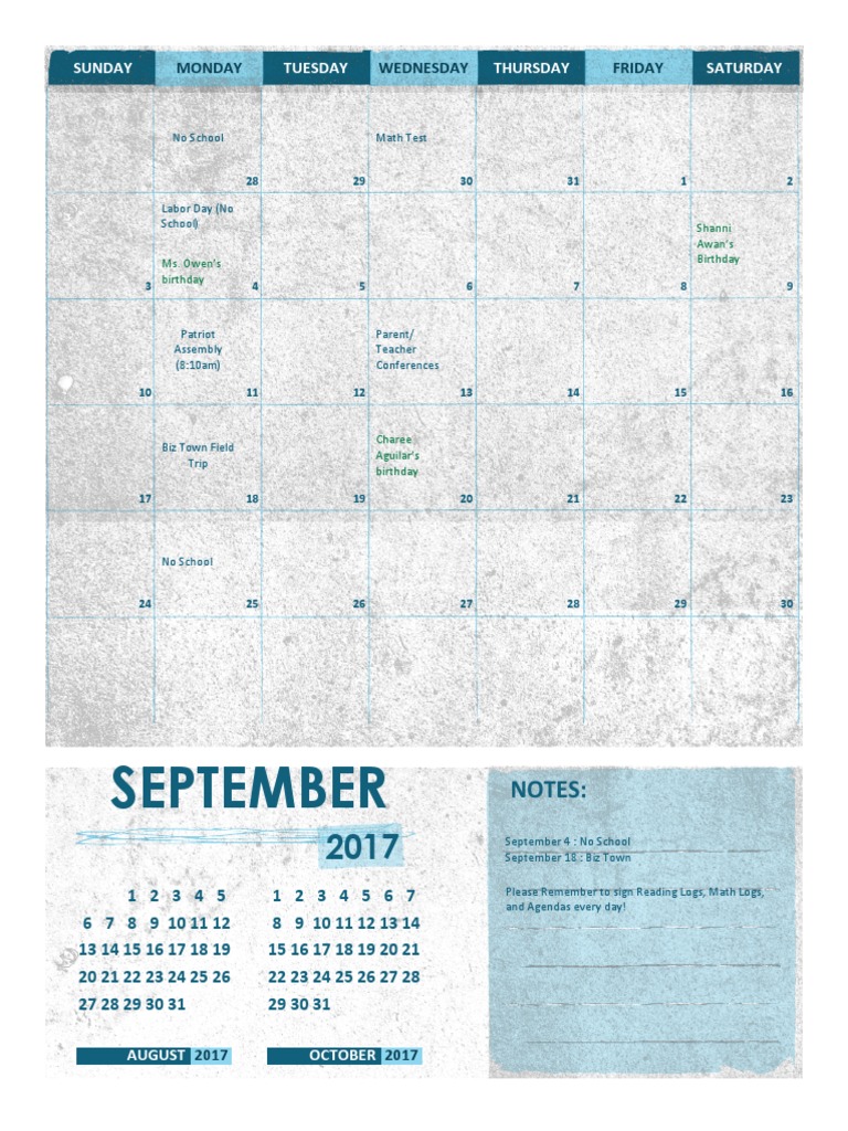 August Calendar | PDF