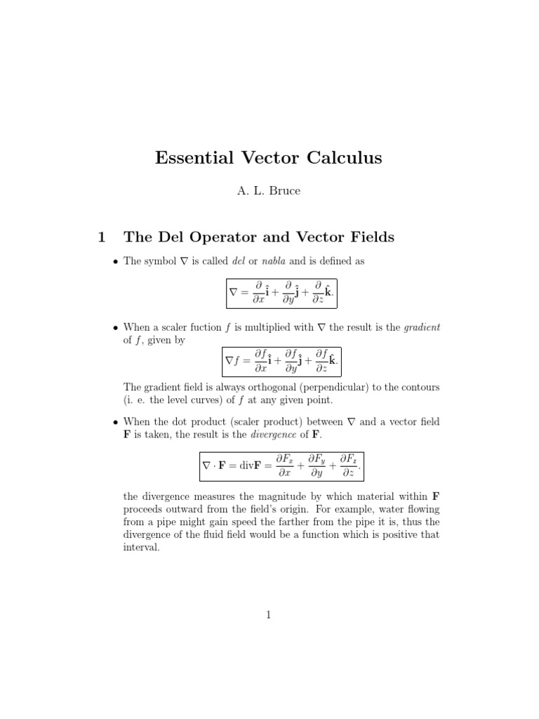 Essential Vector Calculus | PDF | Flux | Divergence