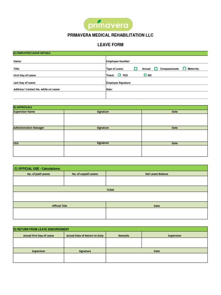 N - PMR Leave Form | PDF
