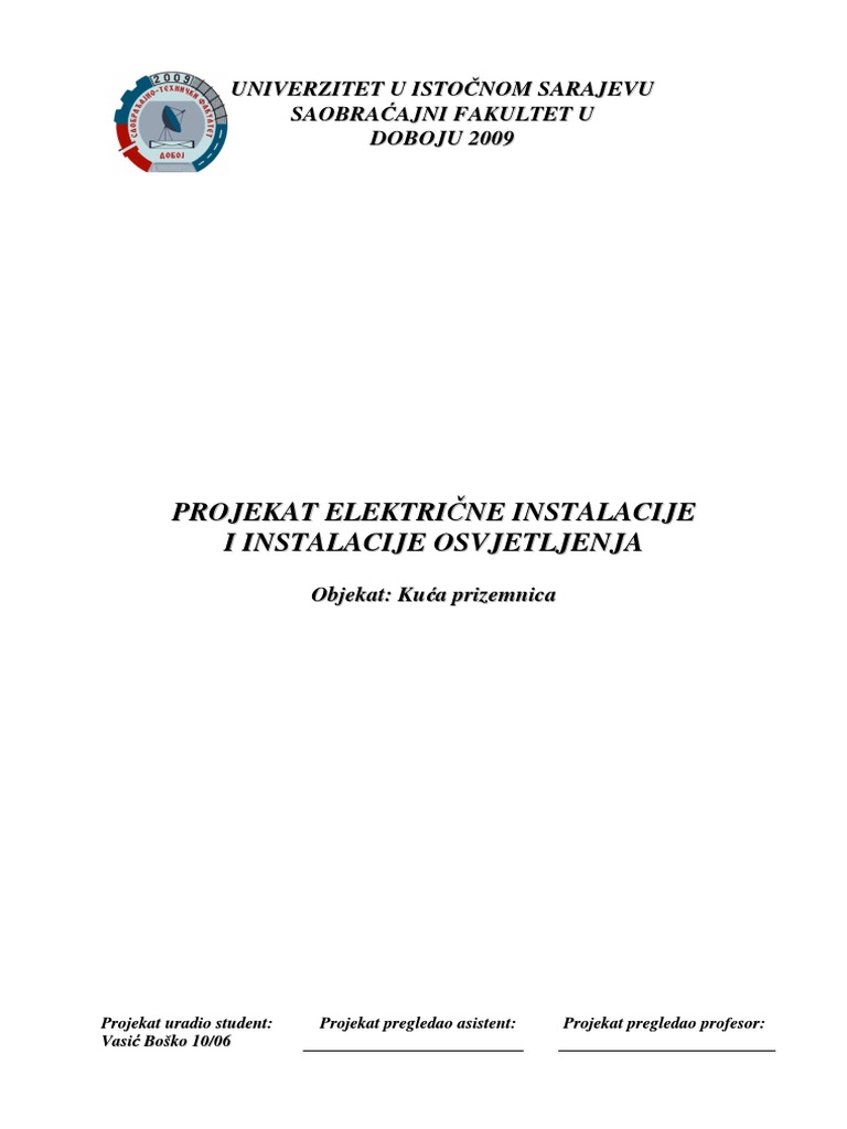 Projekat Elektricne Instalacije PDF | PDF