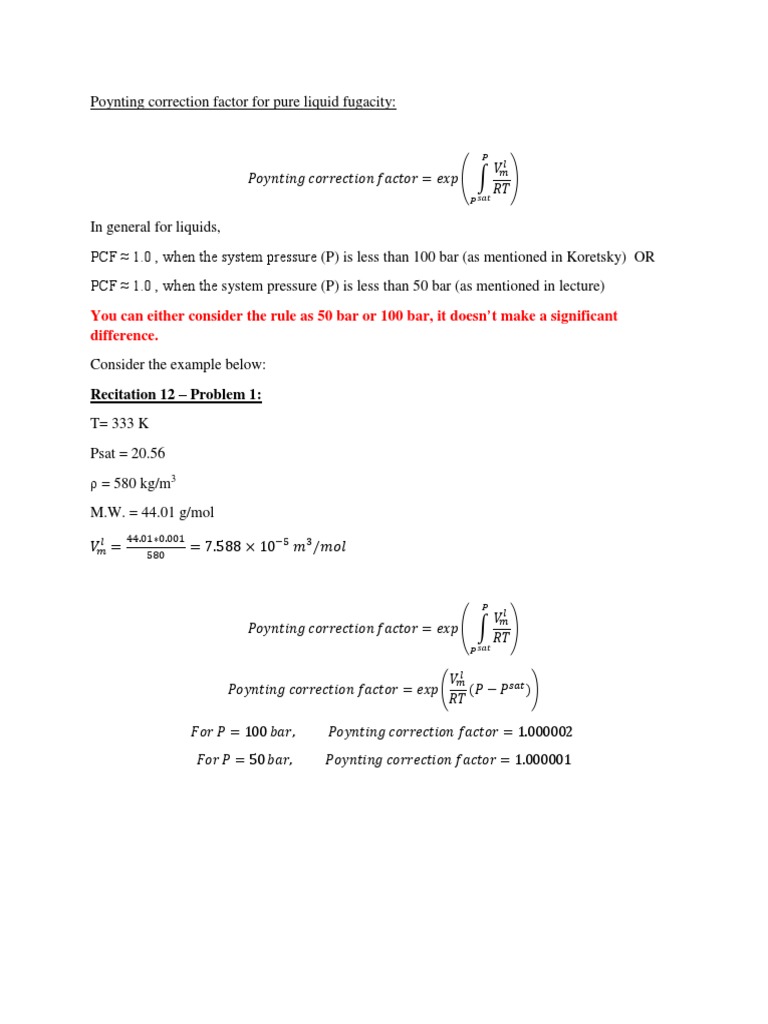 Poynting Correction Factor