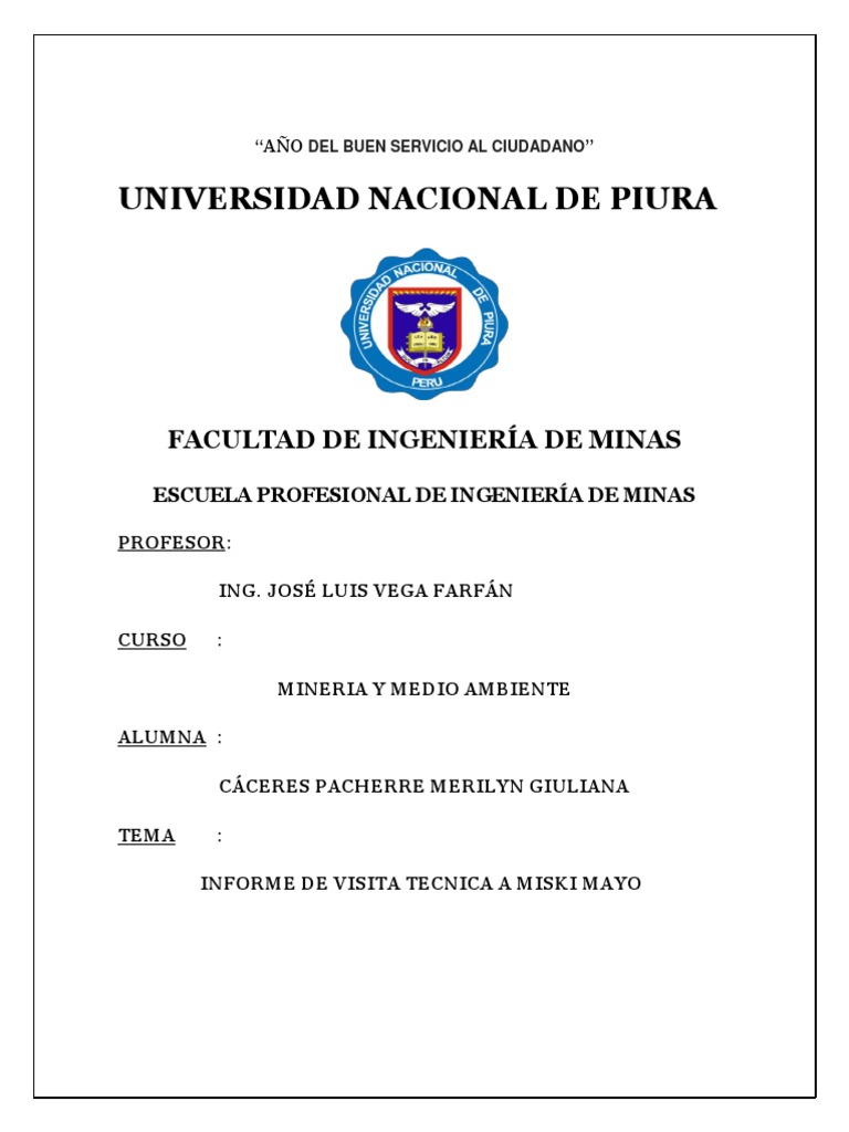 Informe Miski Mayo | PDF | Minería de superficie | Agua