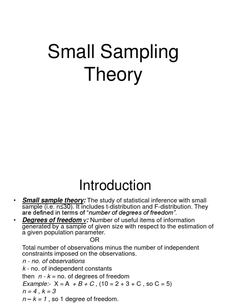 Small Sample Theory and Applications | PDF | Statistical Significance ...