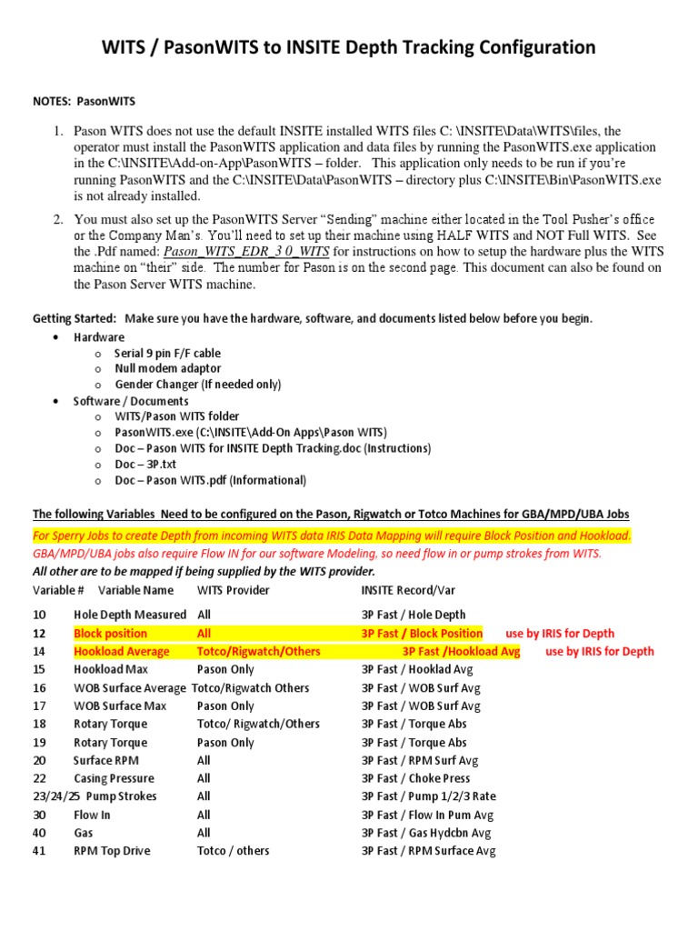 WITS and Iris Depth Set Up | PDF | Transmission Control Protocol ...