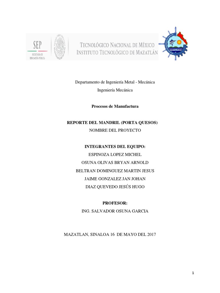 Reporte Mandril Checar Detalles | PDF | Herramientas | Metalurgia