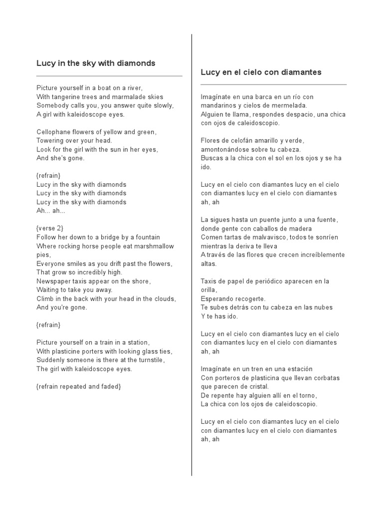 Letra - Lucy in The Sky With Diamond | PDF | Naturaleza