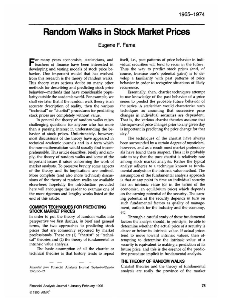 Fama (1995) - Random Walks in Stock-Market Prices PDF | PDF | Stock ...