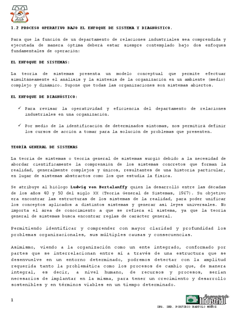 1.2 Proceso Operativo Bajo El Enfoque de Sistema y Diagnóstico | PDF ...