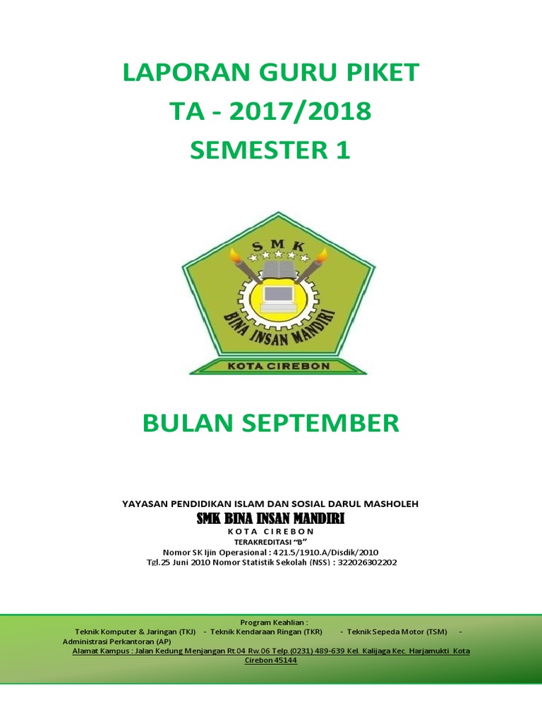 Cover Laporan Guru Piket | PDF