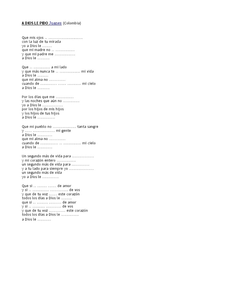 A Dios Le Pido Presente Del Subjuntivo | PDF