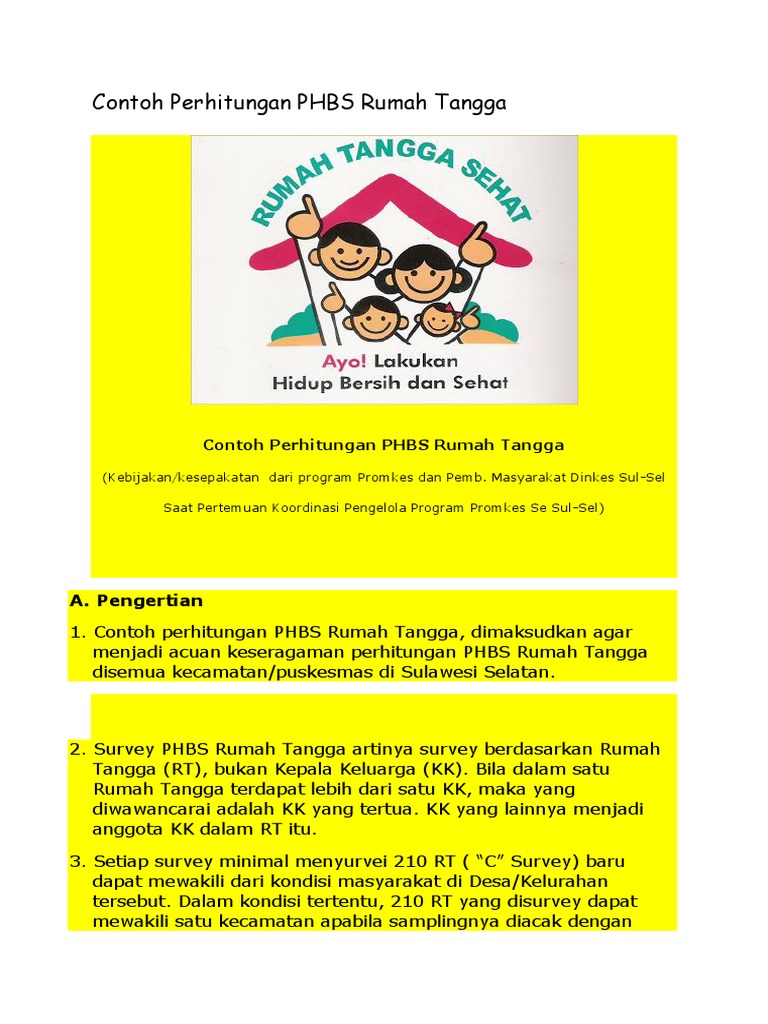 Contoh Perhitungan PHBS Rumah Tangga | PDF