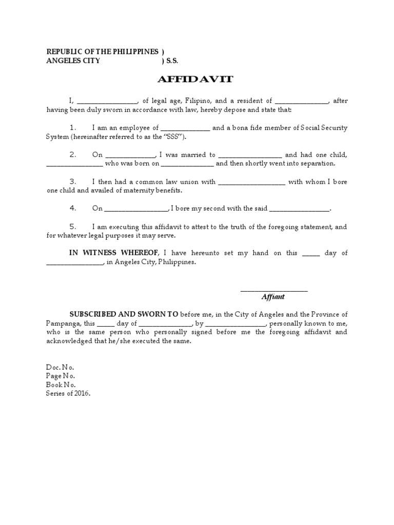 Affdavit Self Serving - Form | PDF