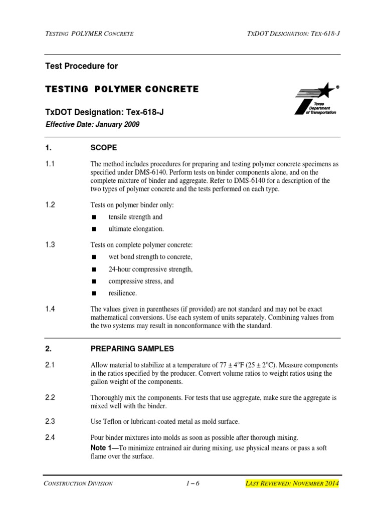 Polymer Concrete Testing Procedures | PDF | Ultimate Tensile Strength ...