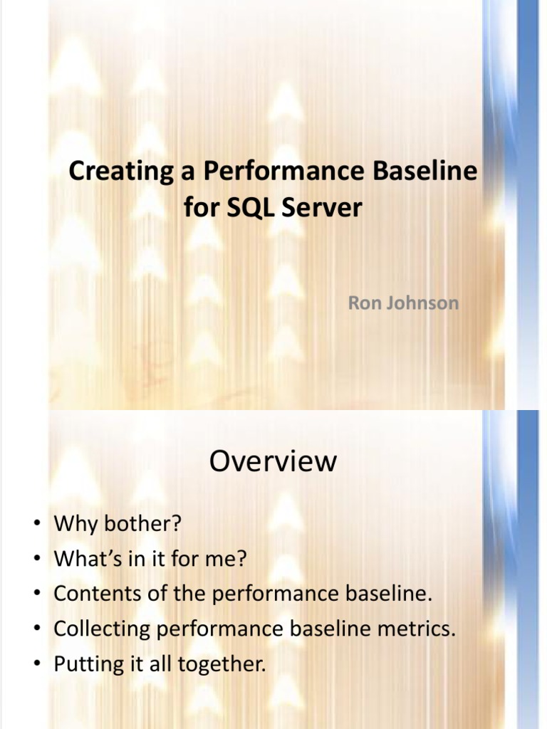 Creating A Performance Baseline | PDF | Microsoft Sql Server | Cache (Computing)