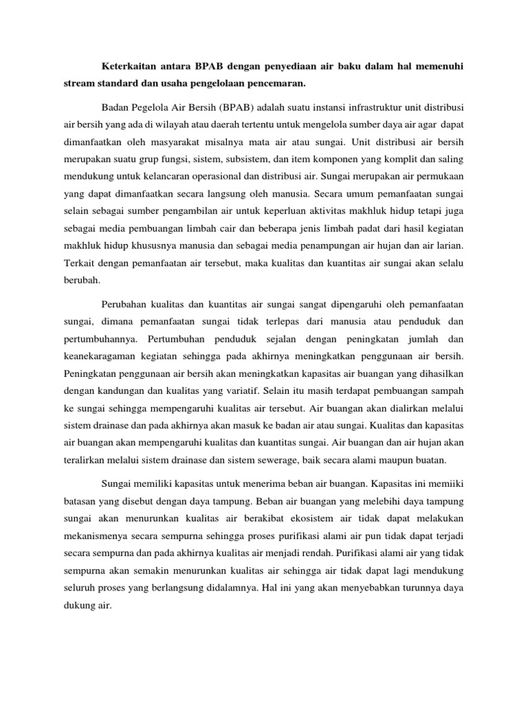 Peran BPAB dalam Pengelolaan Air Bersih | PDF | Sains & Matematika ...