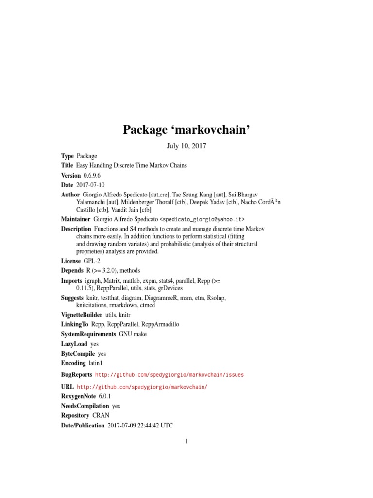 Markov Chain | PDF | Markov Chain | Bootstrapping (Statistics)