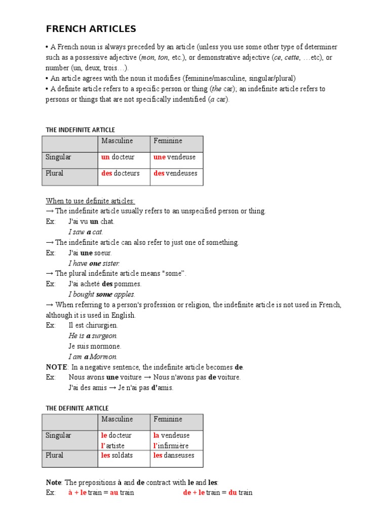 French Articles | PDF | Grammatical Gender | Grammatical Number