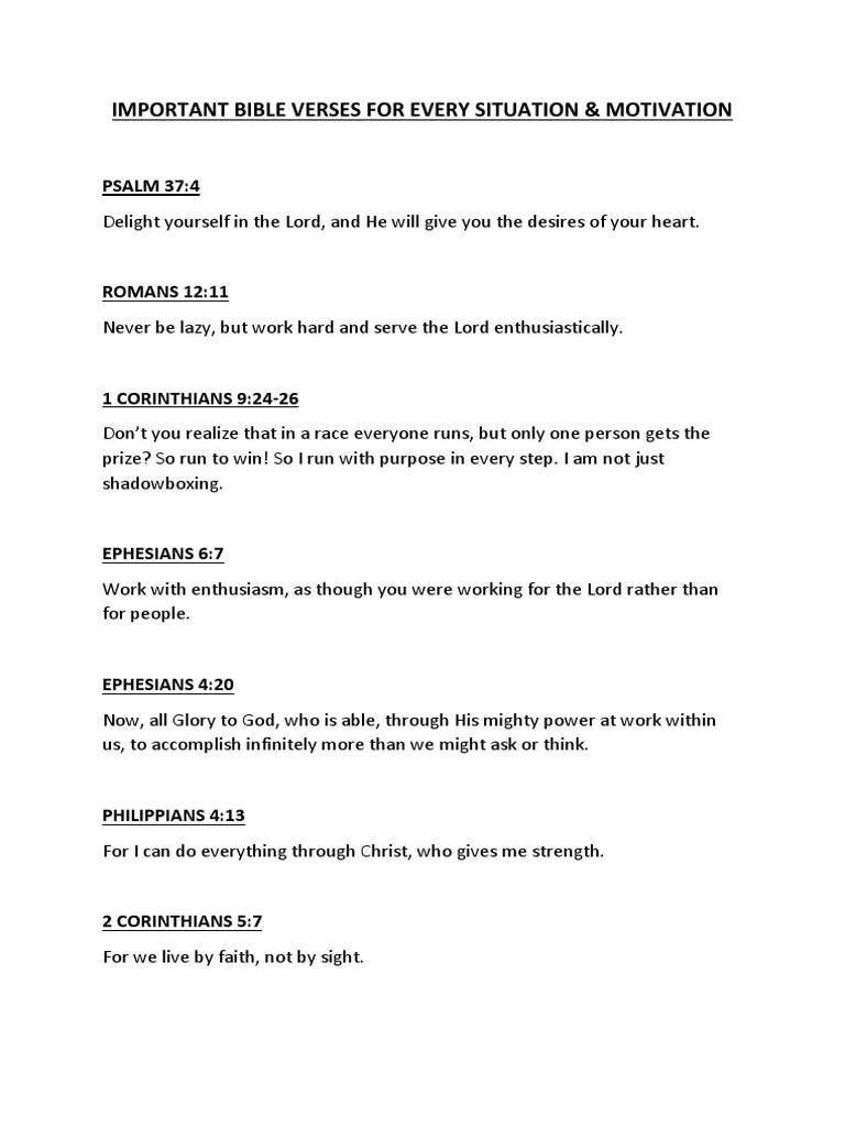 Motivational Work Bible Verses | PDF