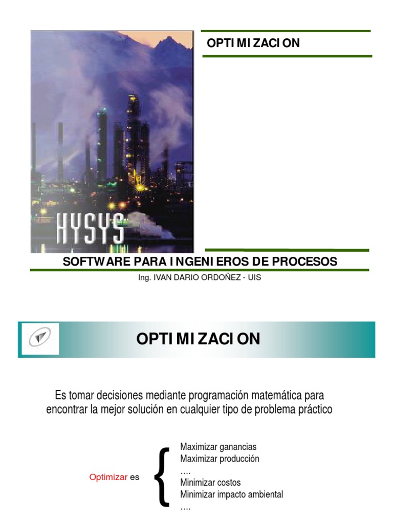 Clases de Optimización | Optimización Matemática | Reactor Quimico