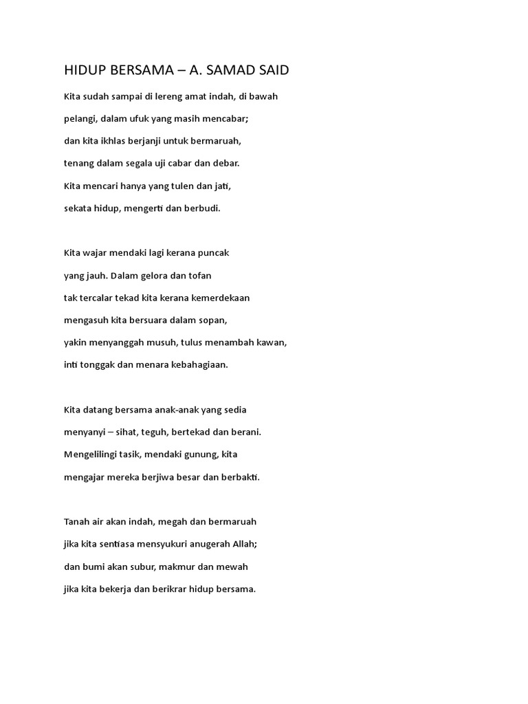 Hidup Bersama - A. Samad Said | PDF
