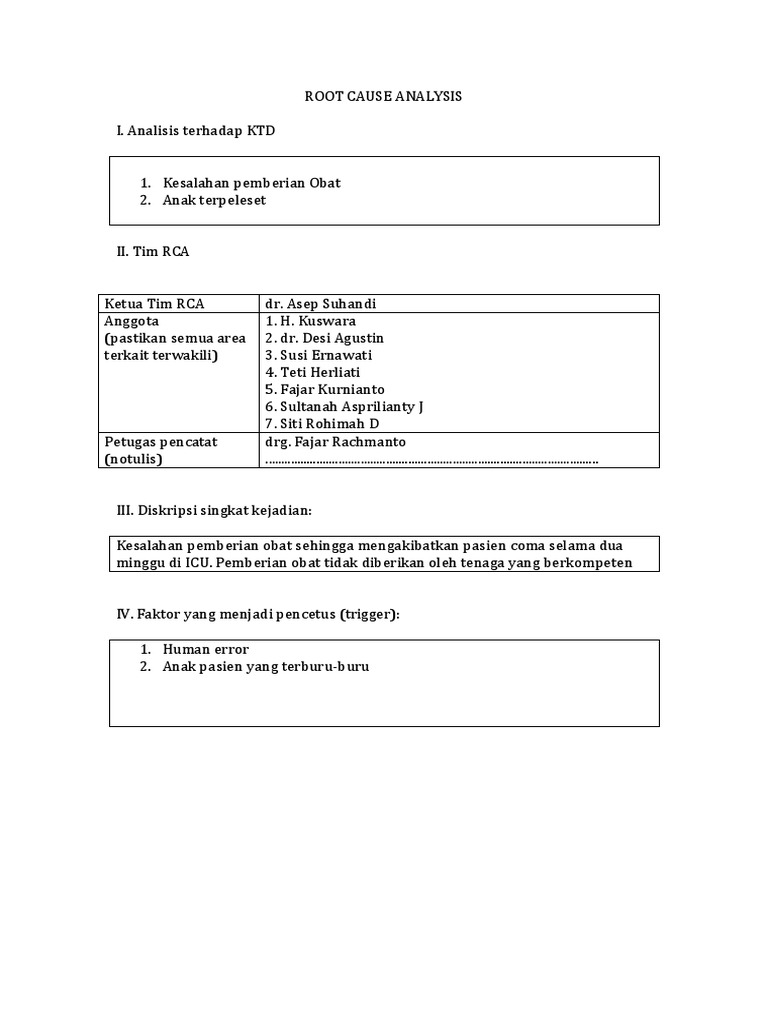 Contoh Form Fmea Dan Rca | PDF | Kesehatan Holistik | Komputer