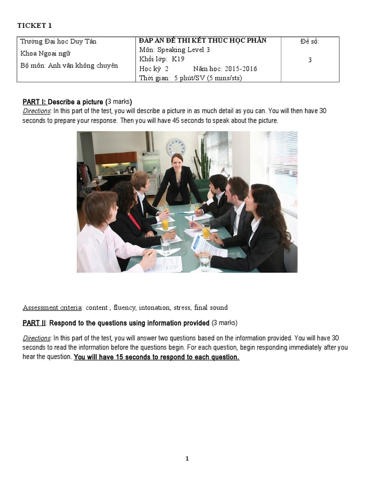 Speaking Level 3 Le Huyen Dap An SV | PDF