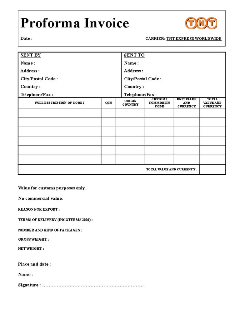 Proforma Invoice Format | PDF
