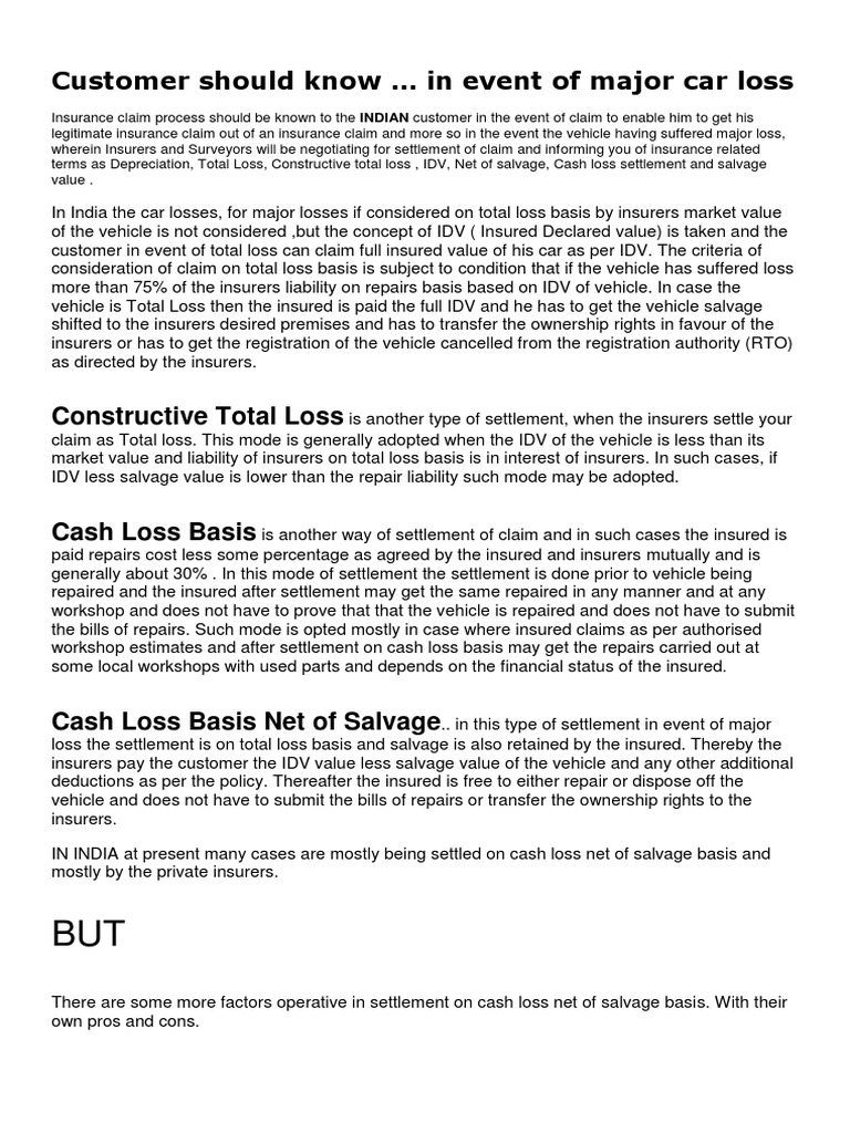 Total Loss Claim Settlement | PDF | Marine Salvage | Insurance