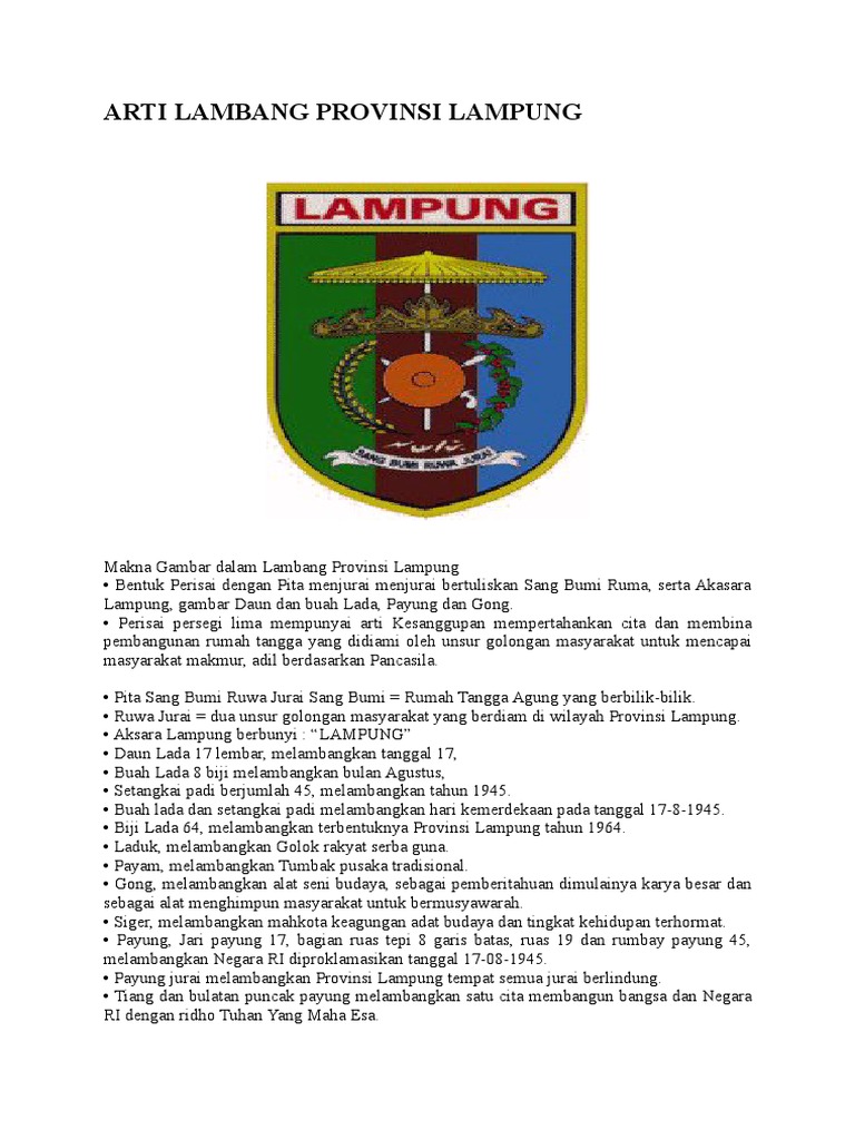 Arti Lambang Provinsi Lampung | PDF