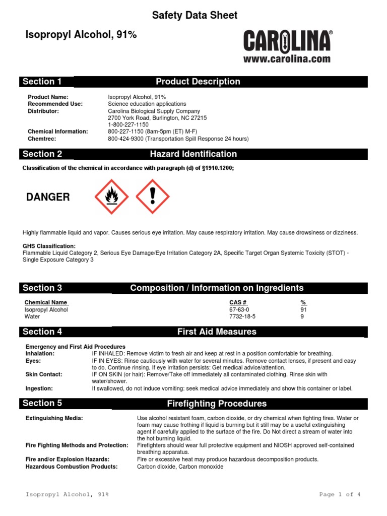 Ipa Msds | PDF | Personal Protective Equipment | Safety