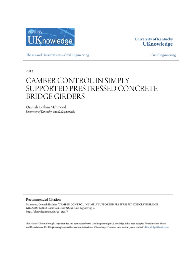 Camber Control in Simply Supported Prestressed Concrete Bridge Gi | PDF ...
