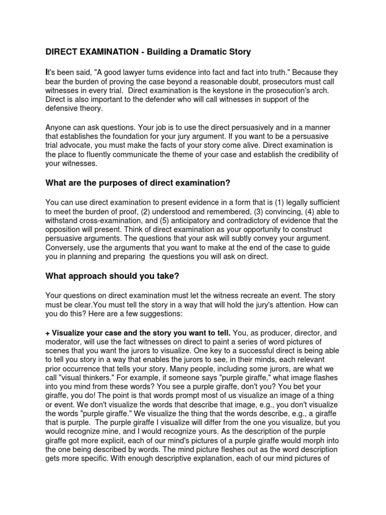 Direct Examination | PDF | Witness | Hearsay
