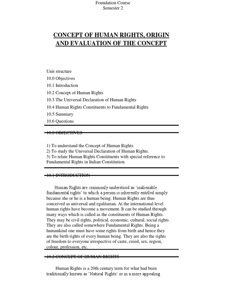 Evolution and Concept of Human Rights | PDF | Natural And Legal Rights ...